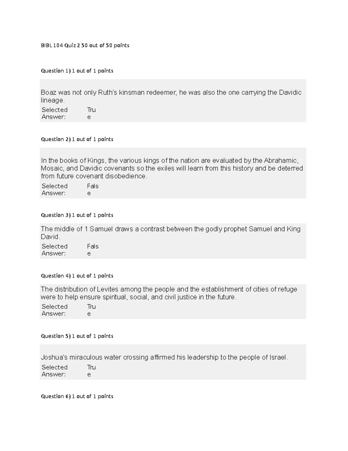 BIBL 104 Quiz 2 - Questions and answers for Chapter 2 - BIBL 104 Quiz 2 ...