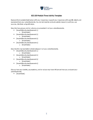 SCS 100 Project Advertisement List - SCS 100 Advertisement List You ...