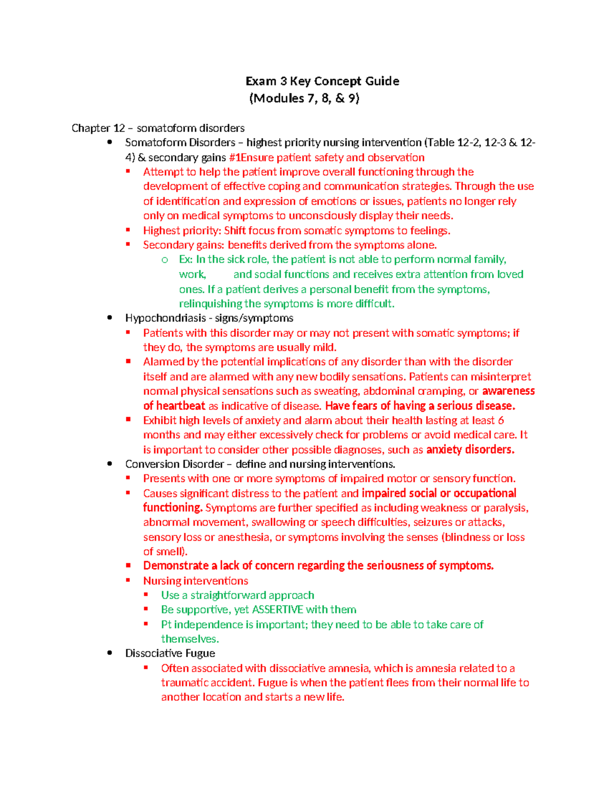 Exam 3 Key Concept Guide Student - Exam 3 Key Concept Guide (Modules 7, 8, & 9) Chapter 12 ...