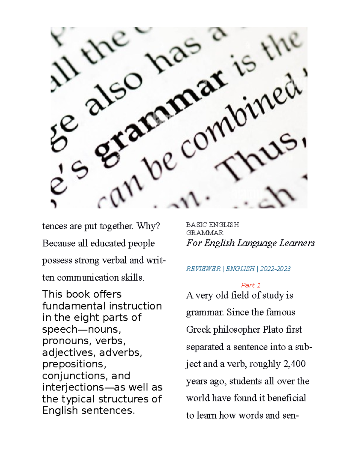 Basic English Grammar pt - BASIC ENGLISHGRAMMAR For English Language ...