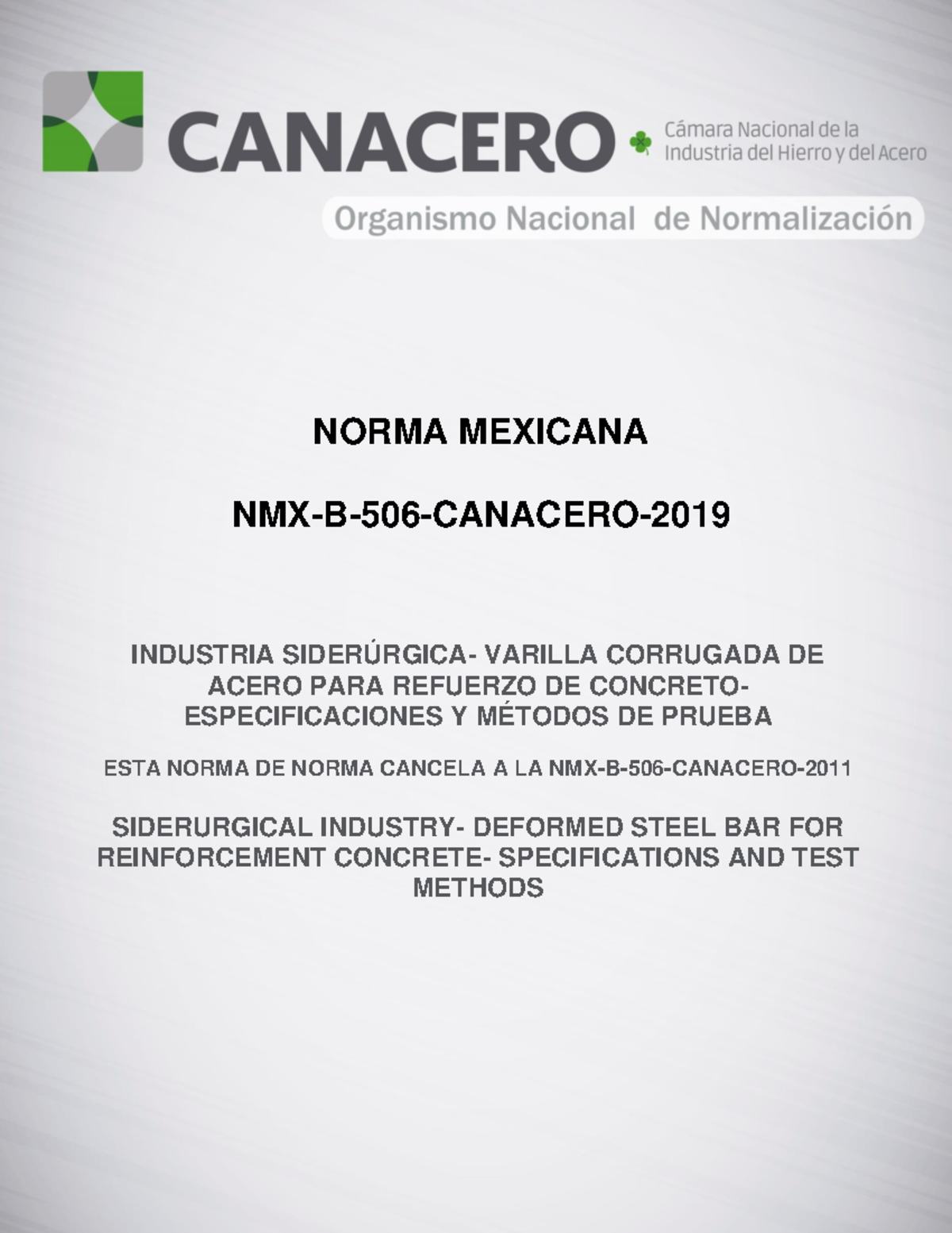 NMX B 506 Canacero 2019 - Investigación sobre normativas - NORMA MEXICANA NMX-B-506-CANACERO ...