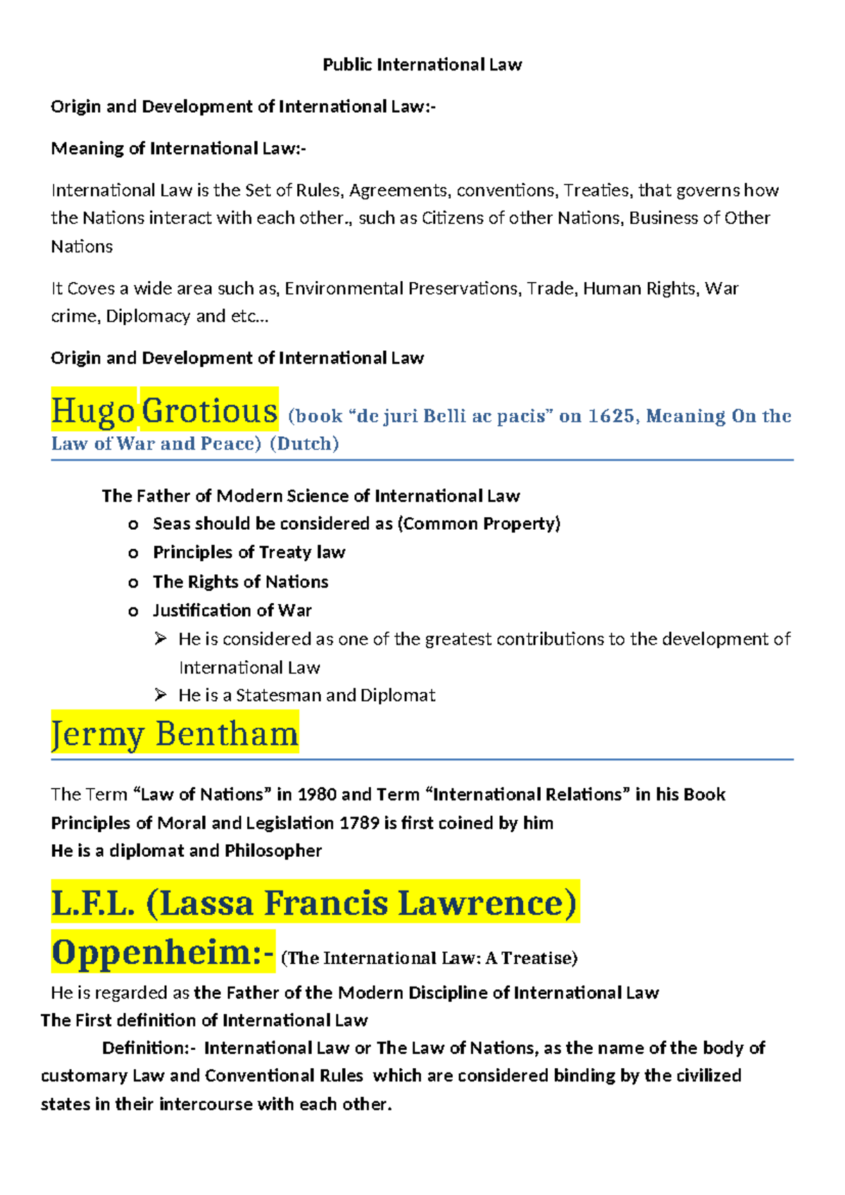 Public International Law - Public International Law Origin and ...