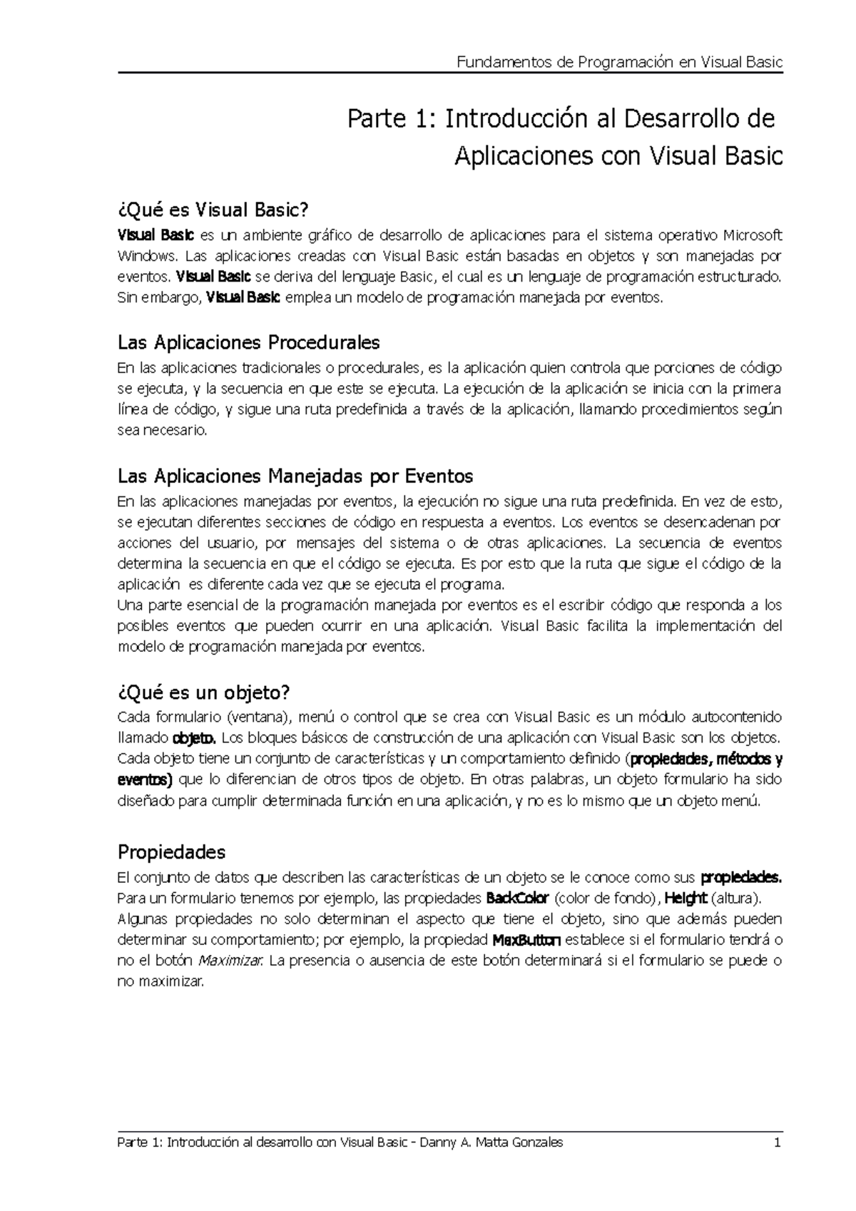 Manual Visual Basic - Parte 1: Introducción al Desarrollo de ...