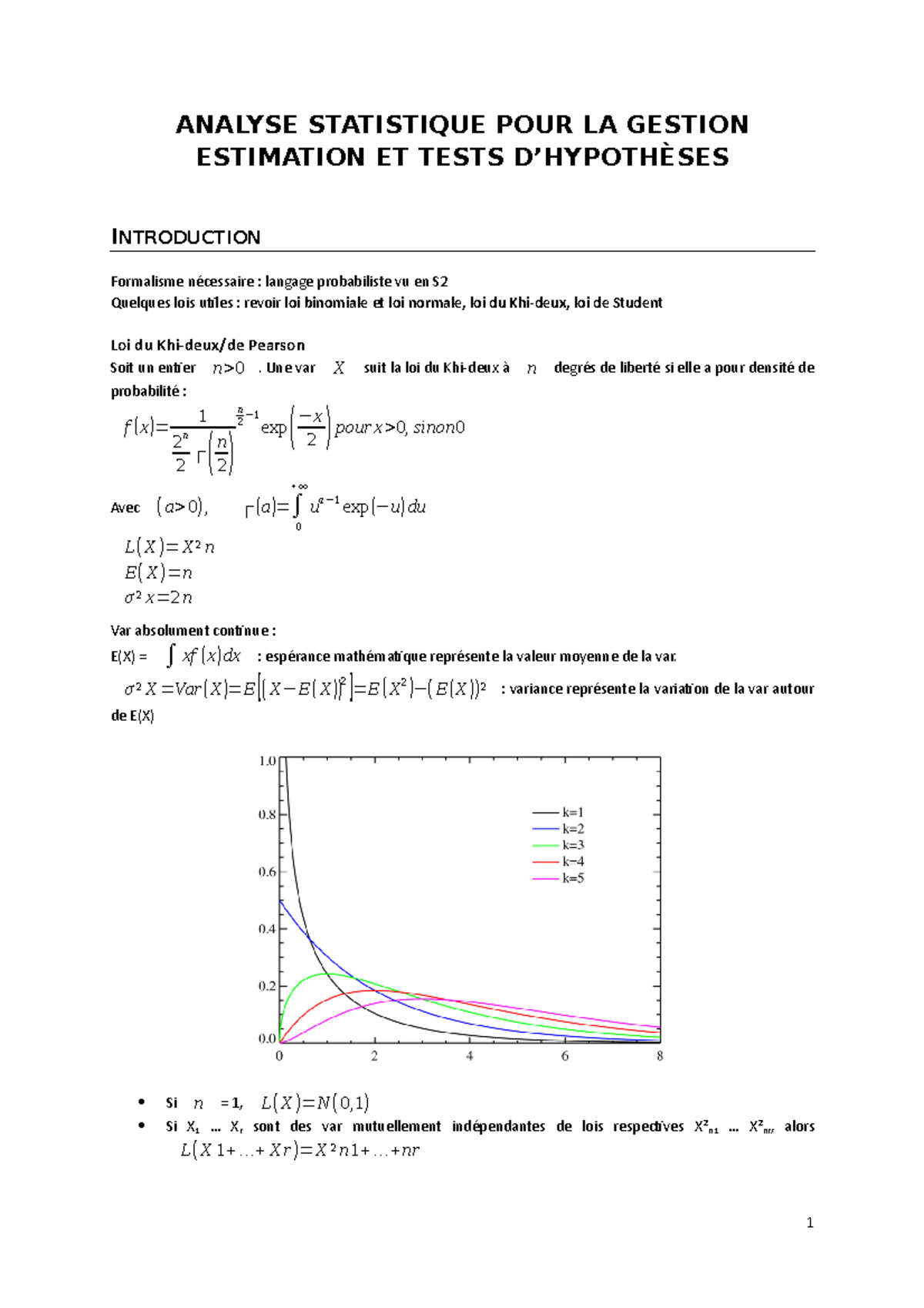 Analyse Statistique pour la Gestion - ANALYSE STATISTIQUE POUR LA ...