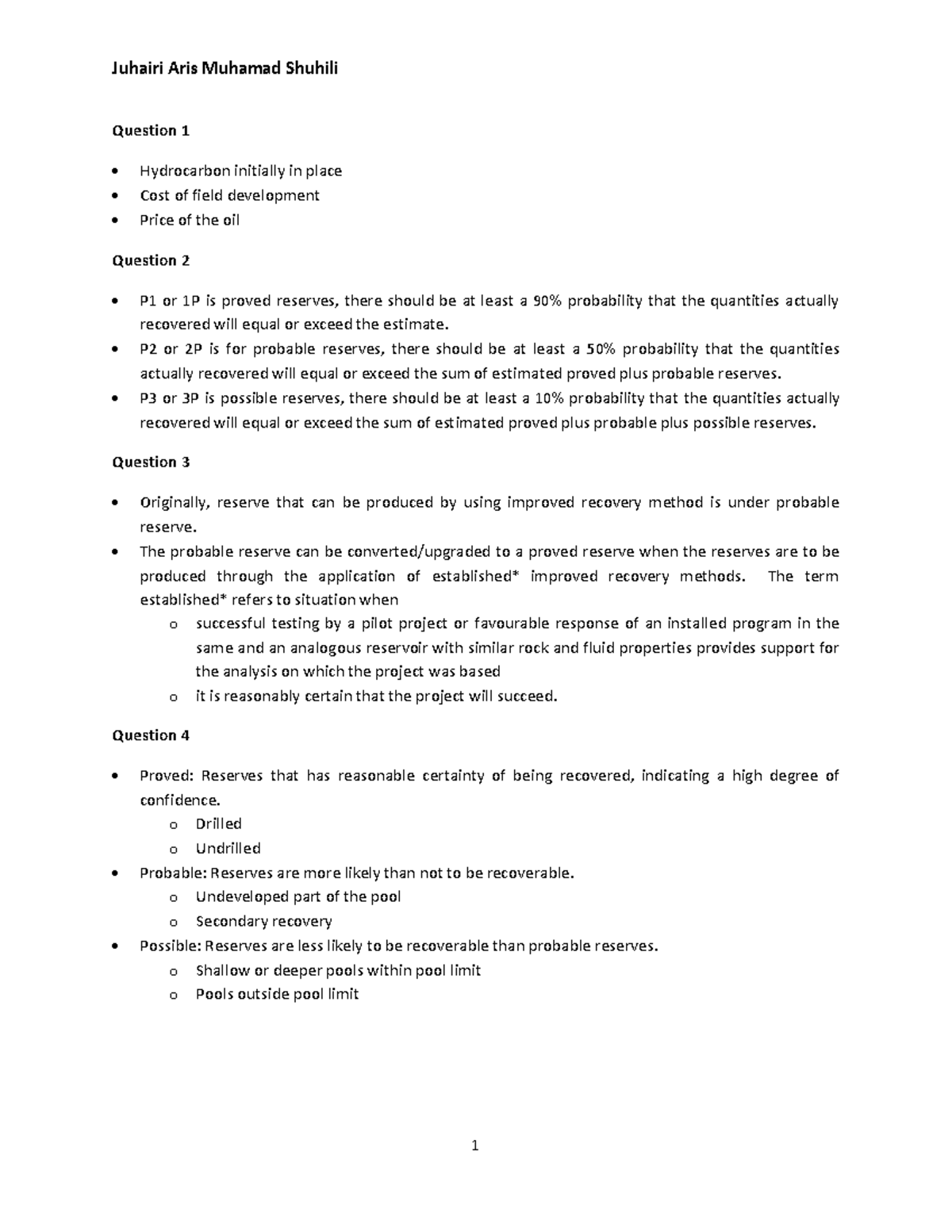 Practical - FDP Sample Questions - Question 1 Hydrocarbon initially in ...