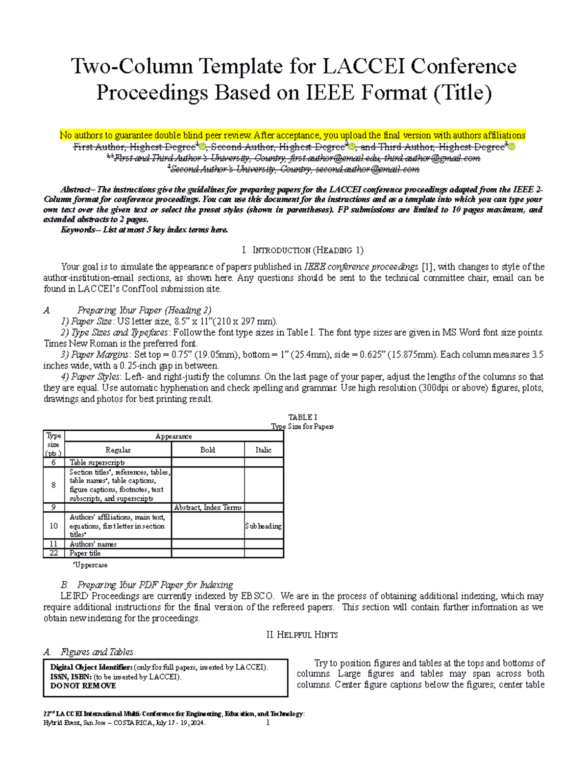 Template 2024- Laccei 2024 - Two-Column Template for LACCEI Conference ...