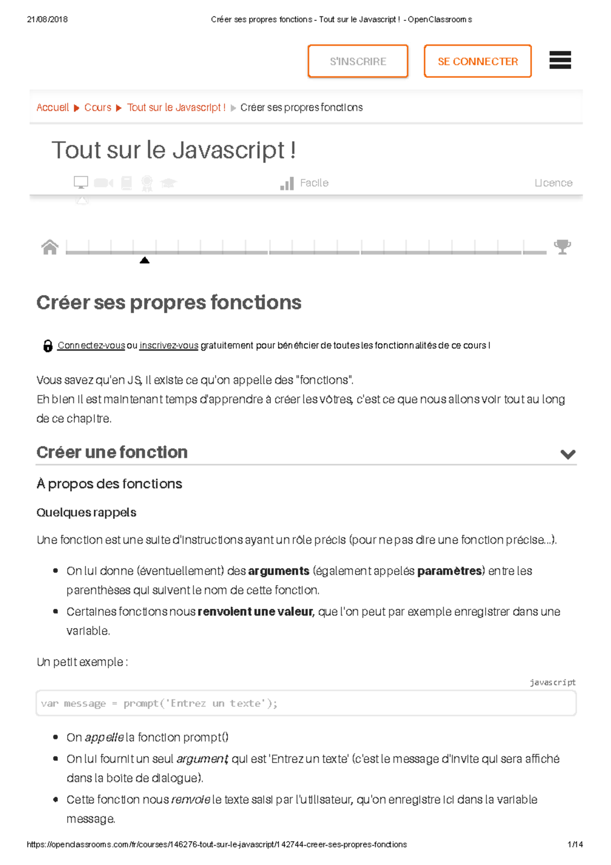 Créer ses propres fonctions - Tout sur le Javascript - Open Classrooms ...