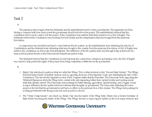 Task 2 - task 2 - Task 2 A. Hamilton has suggested that in order to ...