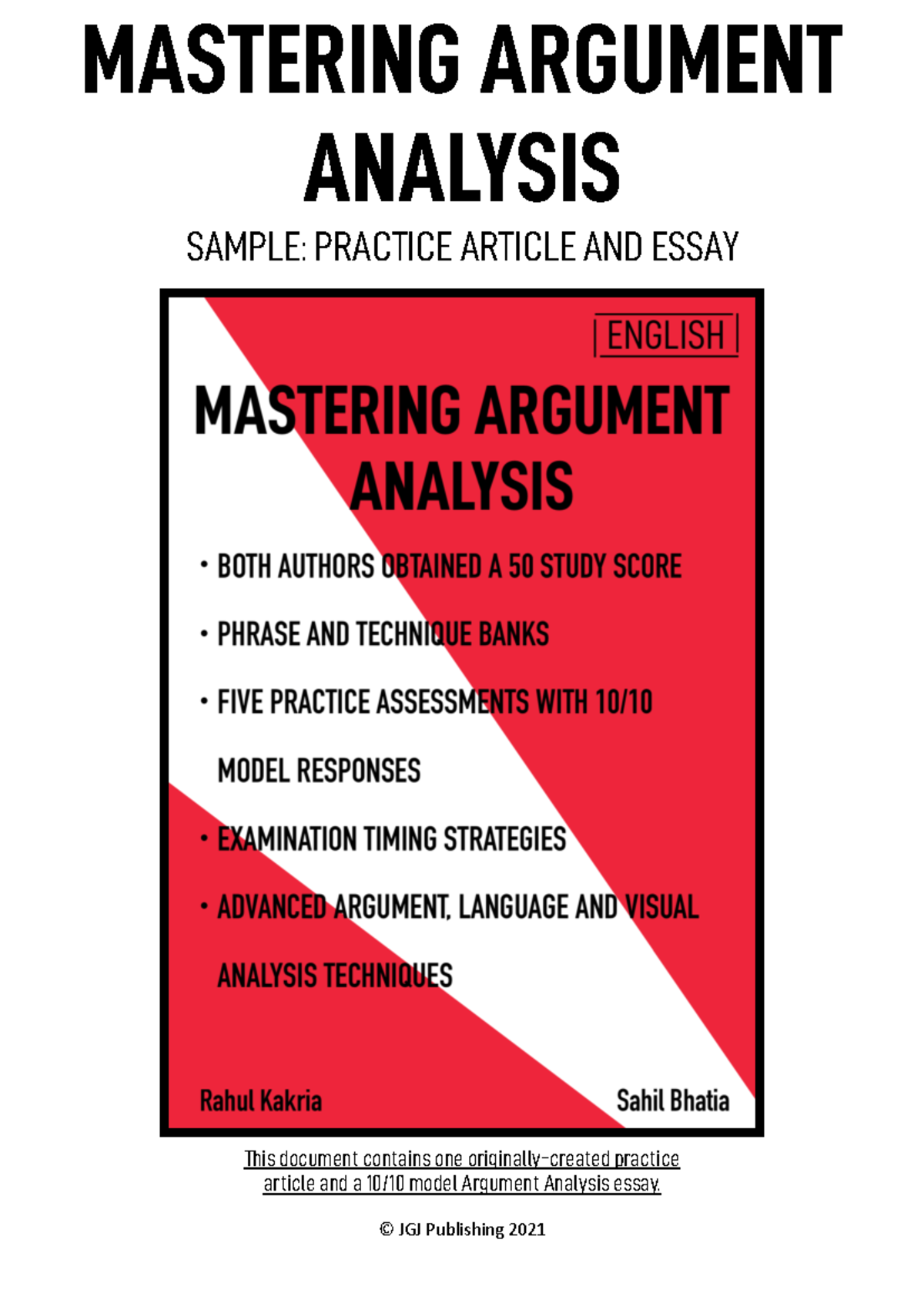 Article + 10 OUT OF 10 Essay - MASTERING ARGUMENT ANALYSIS SAMPLE: PRACTICE ARTICLE AND ESSAY ...