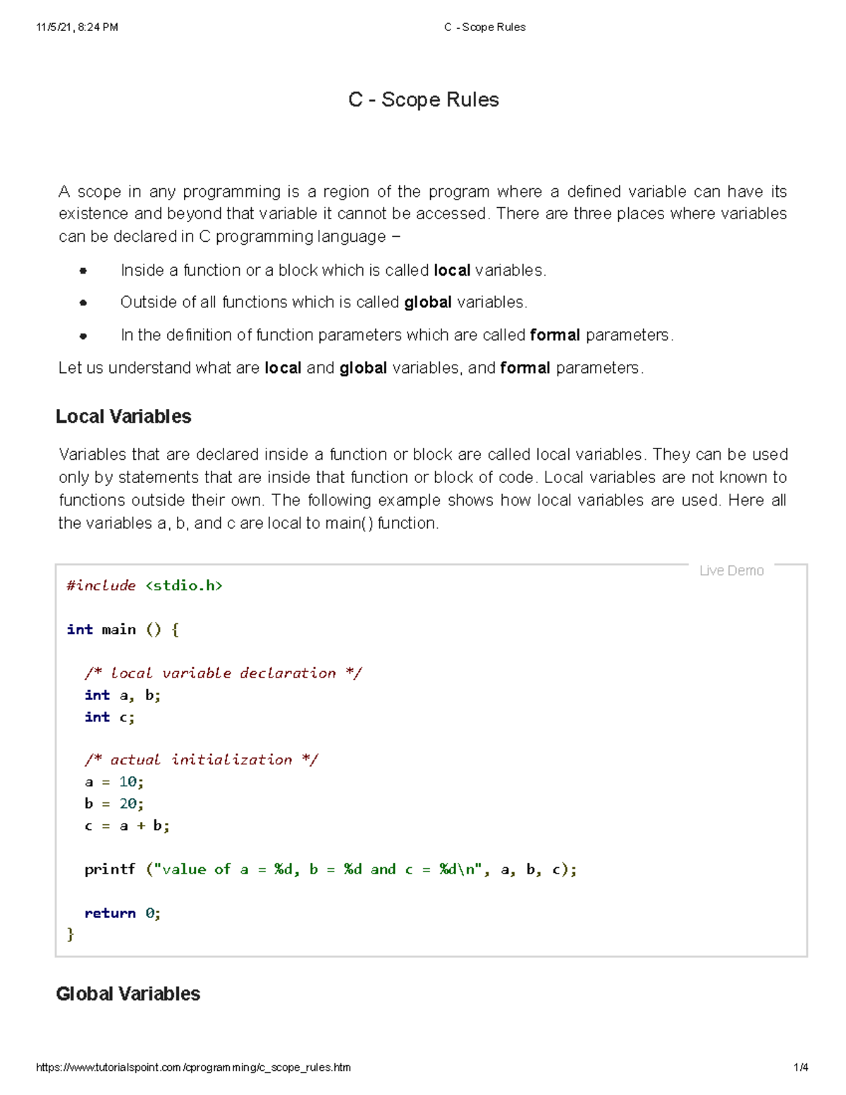 C Scope Rules Look Through To See If Its Helpful And Practise As Much As Possible C 