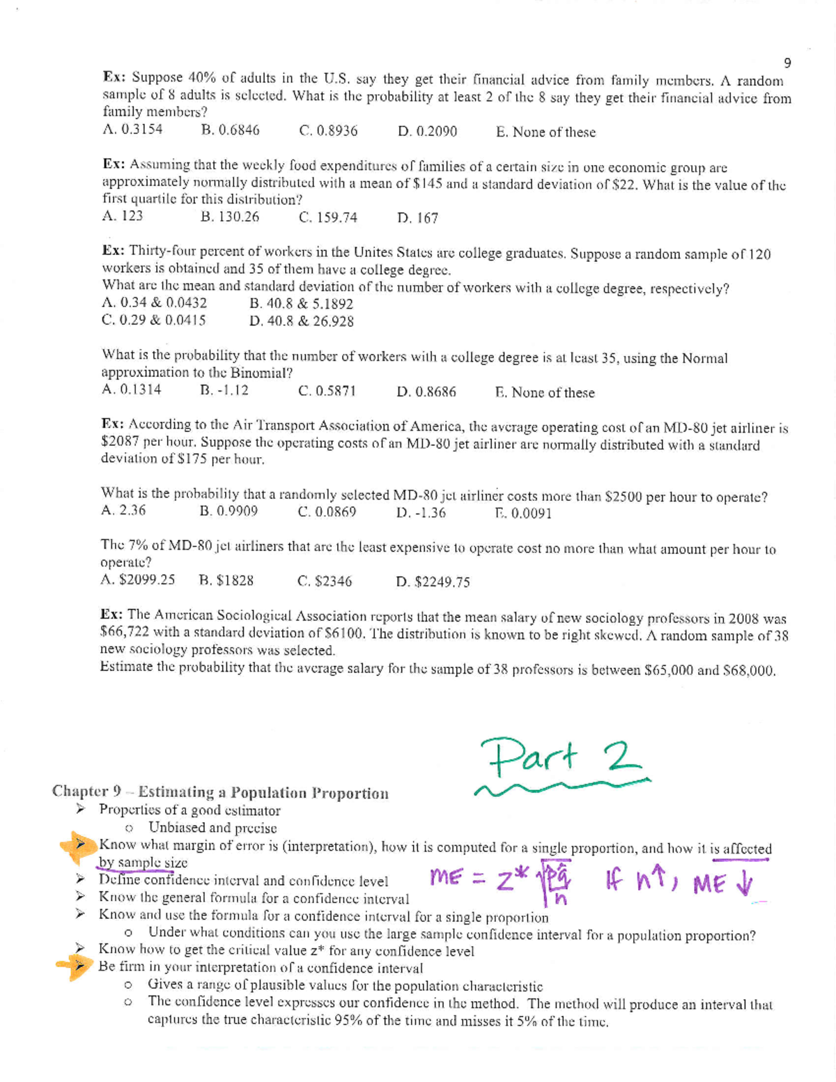 Stat250 Exam2Review Mod6and7 - STATS250 - Studocu