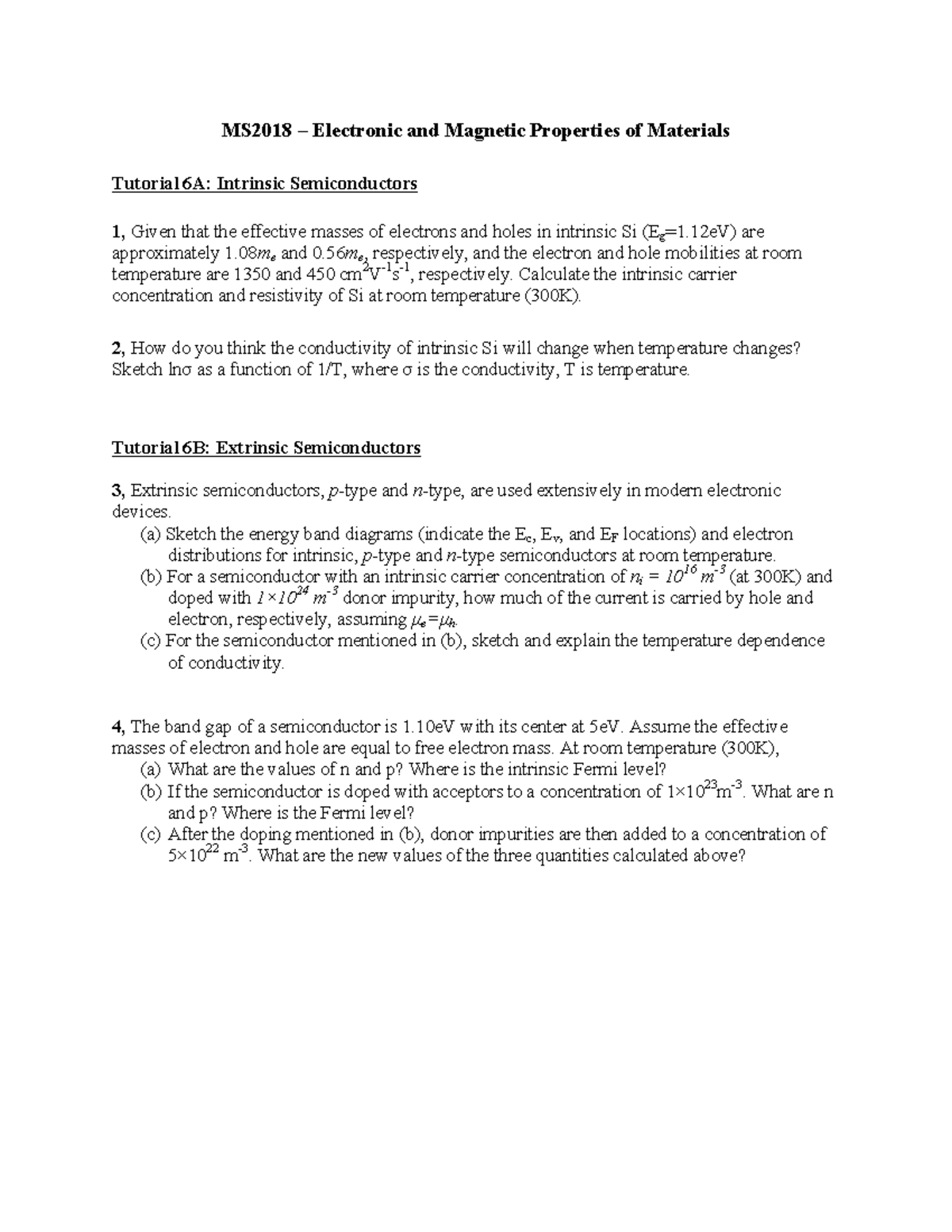 MS2018 Tutorial 6 QNS - MS2018 – Electronic and Magnetic Properties of ...