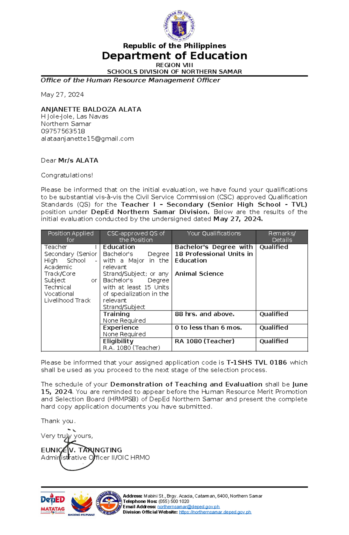 Annex E - Republic of the Philippines Department of Education REGION VIII SCHOOLS DIVISION OF ...