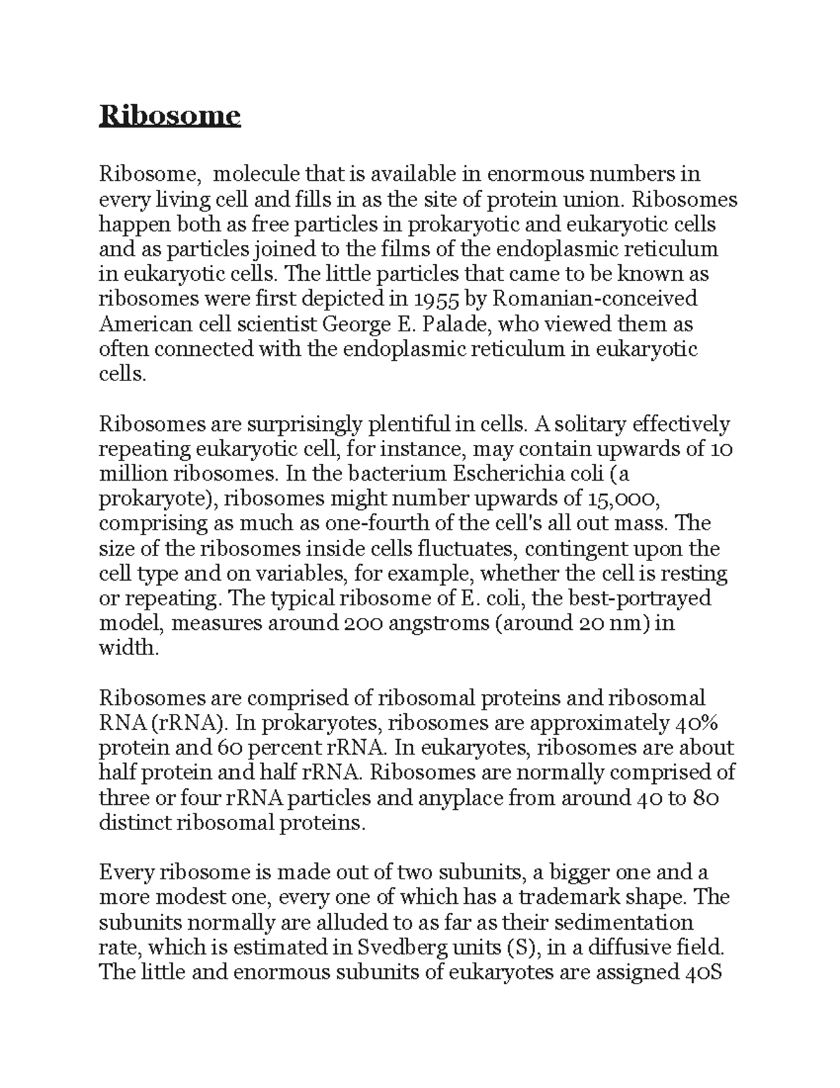 Ribosome - Ribosome Ribosome, molecule that is available in enormous ...
