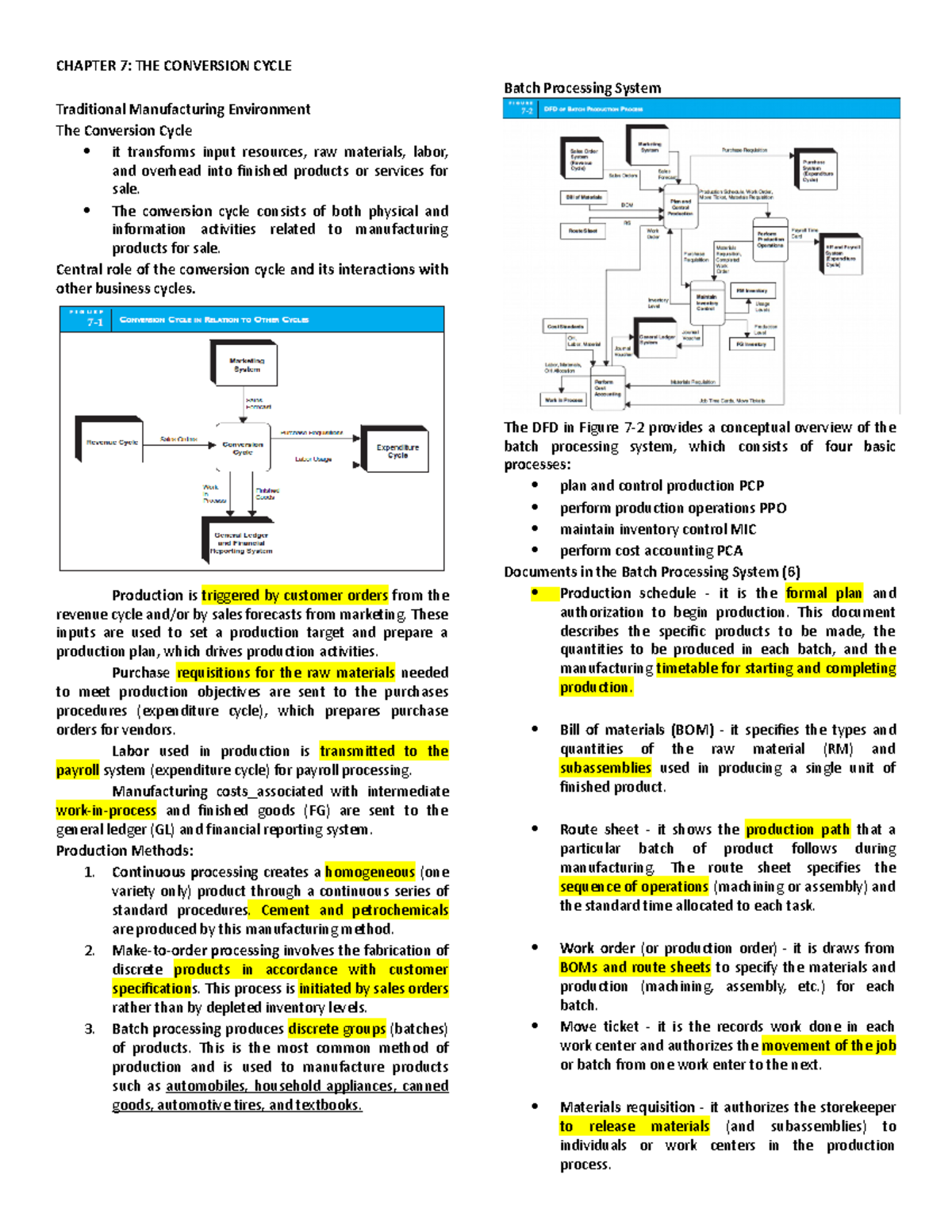 AIS- Lesson-7-16 Reviewer Finals - CHAPTER 7: THE CONVERSION CYCLE ...
