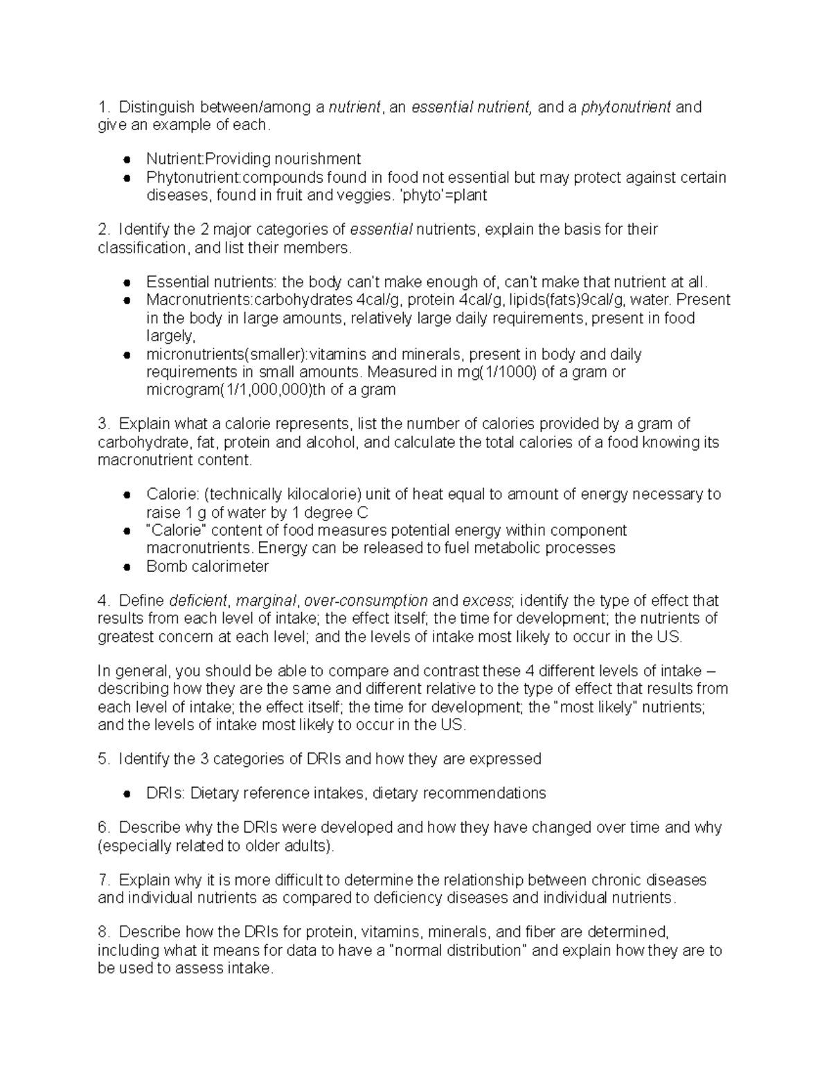 Module 1 learning objectives NTR 301 - Distinguish between/among a ...