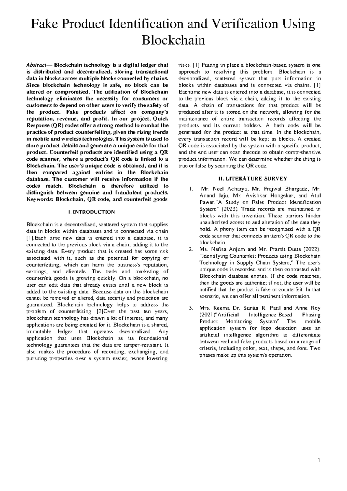 B11-research paper - 1 Fake Product Identification and Verification ...