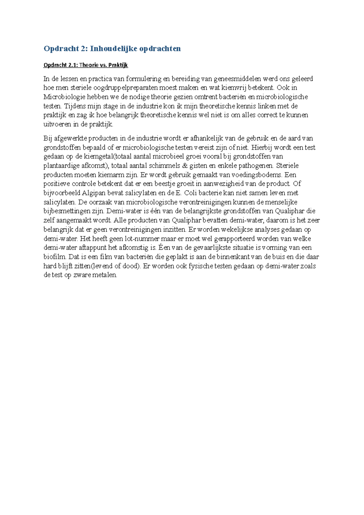 Industrie Theorie vs. praktijk - Opdracht 2: Inhoudelijke opdrachten ...