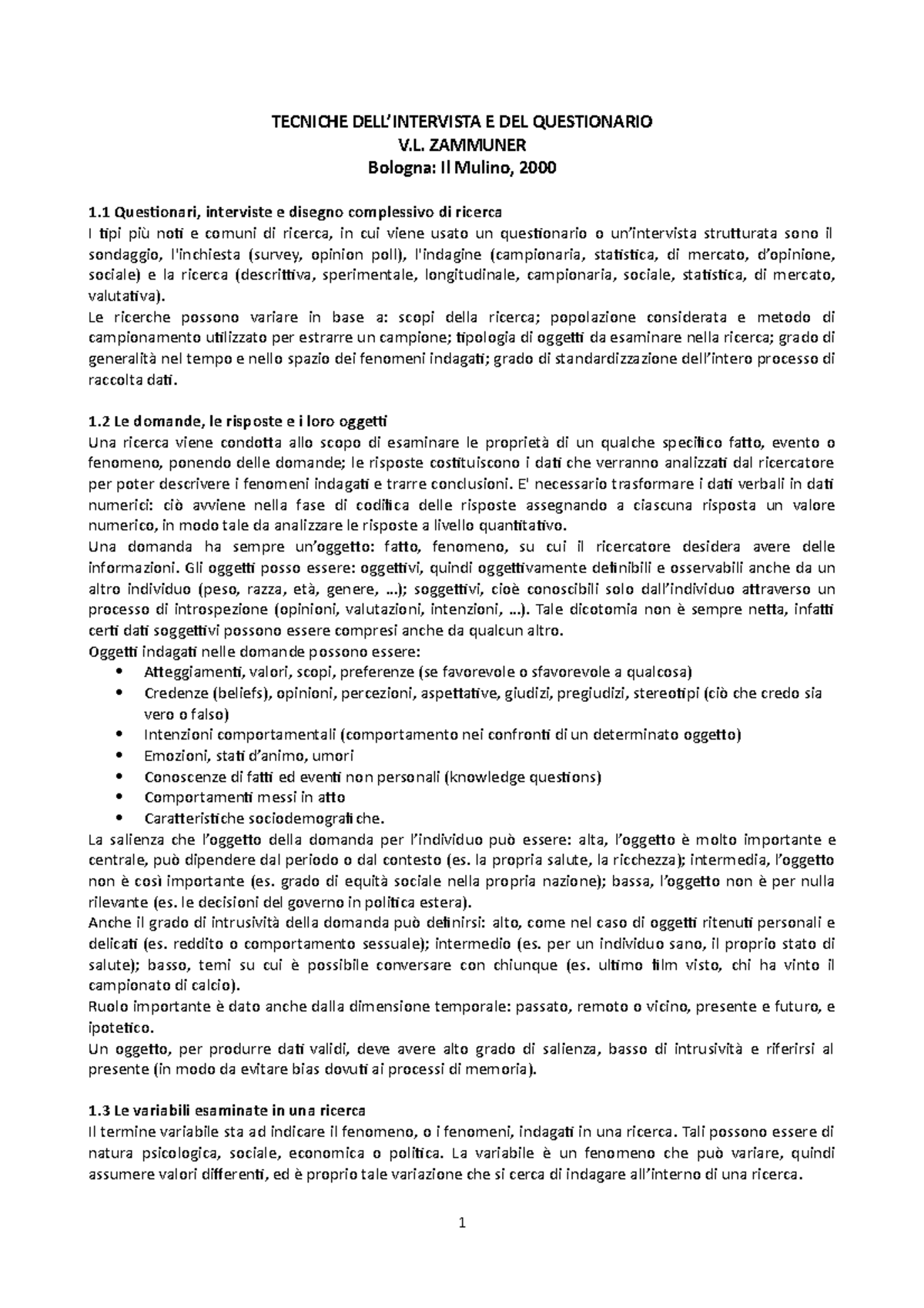 tecniche dell intervista e del questionario 8 - TECNICHE DELL ...