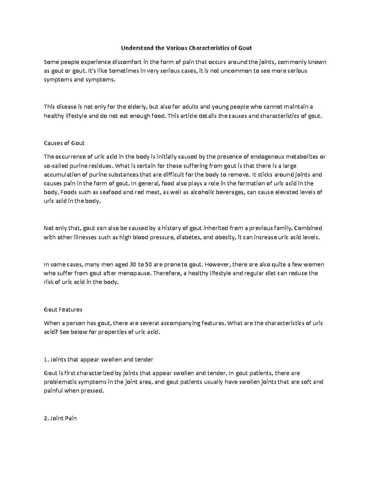 Understand the Various Characteristics of Gout - It's like Sometimes in ...