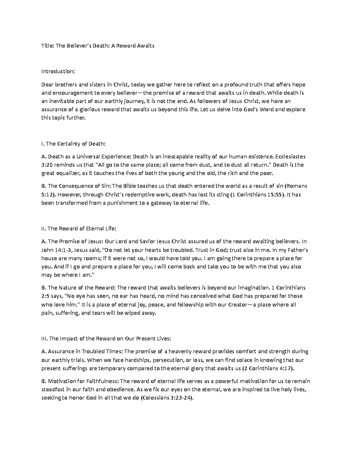 The Believer's Death A Reward Awaits - Title: The Believer's Death: A ...