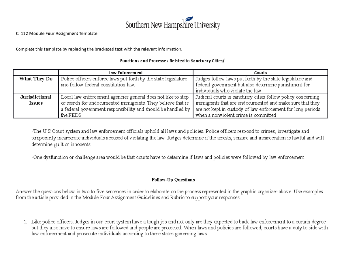 CJ 112 Module Four Assignment Template - CJ 112 Module Four Assignment ...