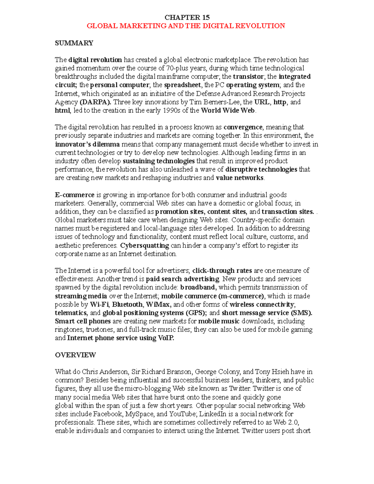 Ch15 Global Marketing and The Digital Revolution - CHAPTER 15 GLOBAL ...