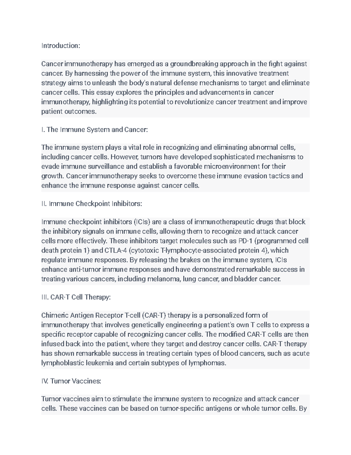 Cancer Immunotherapy Harnessing the Immune System to Combat Tumor ...