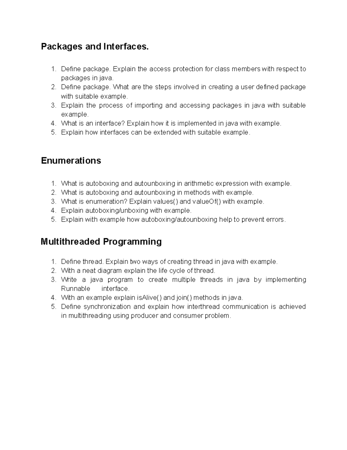 Assignment 3 - Packages and Interfaces. 1. Define package. Explain the ...