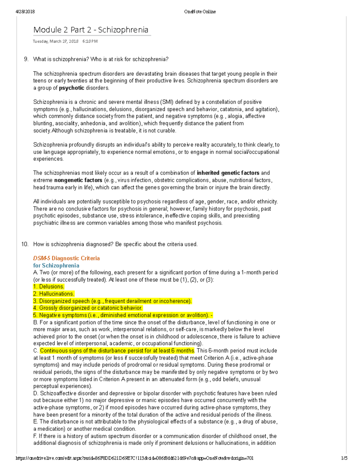 Module 2 Part 2 - Exam review - Module 2 Part 2 ‑ Schizophrenia ...