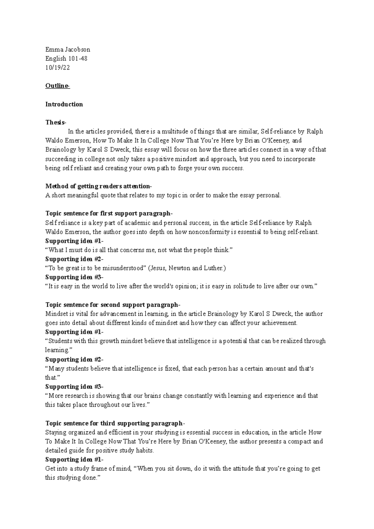 Outline and draft - Emma Jacobson English 101- 10/19/ Outline ...