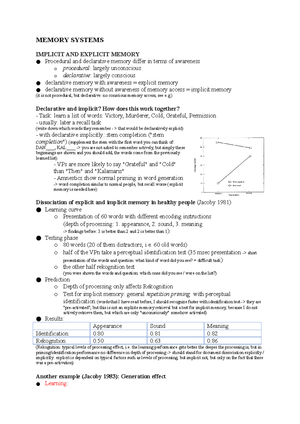 Memory systems (part 2) - MEMORY SYSTEMS IMPLICIT AND EXPLICIT MEMORY Procedural and declarative ...