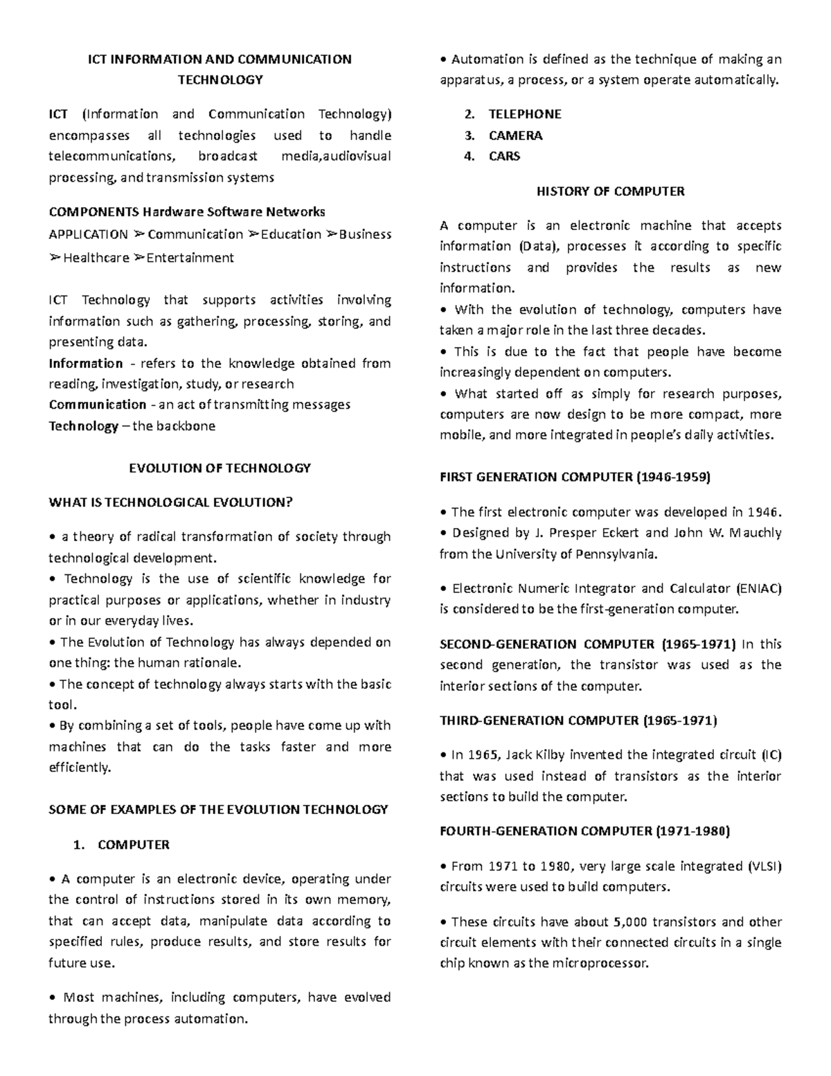 Living in the it era rev - ICT INFORMATION AND COMMUNICATION TECHNOLOGY ...