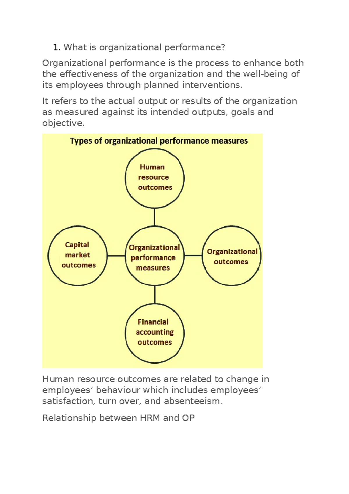 HRM present - HRM - What is organizational performance? Organizational ...