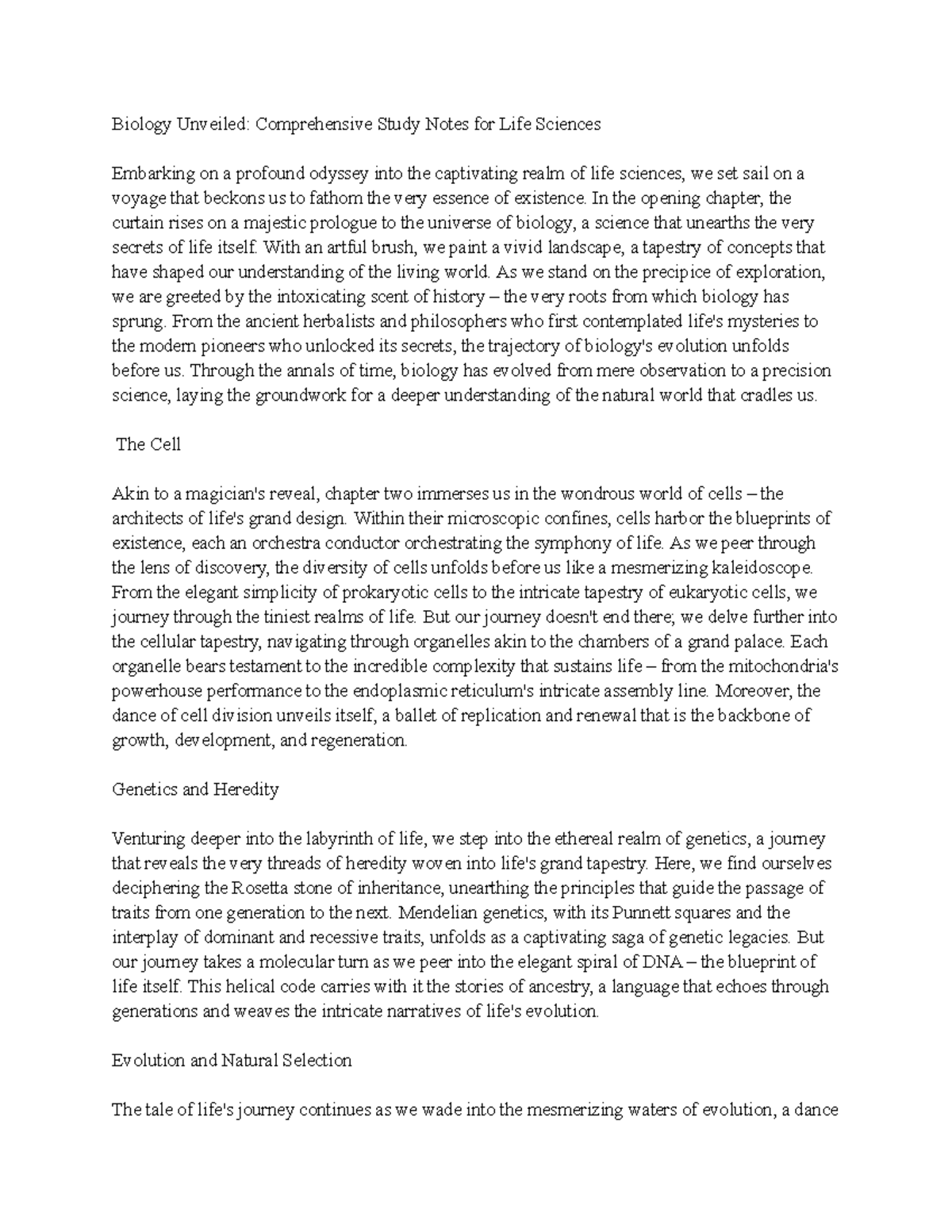 General Biology Chapter 1 - Biology Unveiled: Comprehensive Study Notes ...