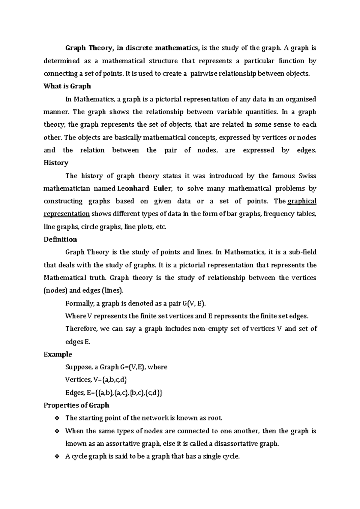 Graph Theory - NOTES - Graph Theory, in discrete mathematics, is the ...