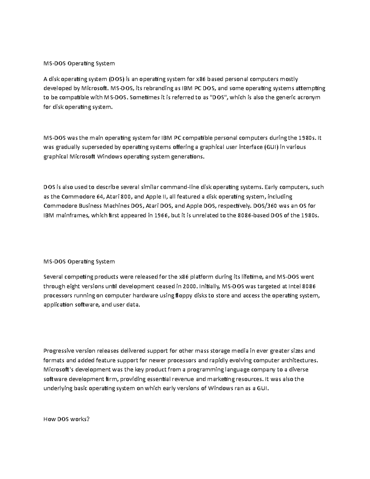 MS-DOS Operatin-WPS Office - MS-DOS Operating System A disk operating ...