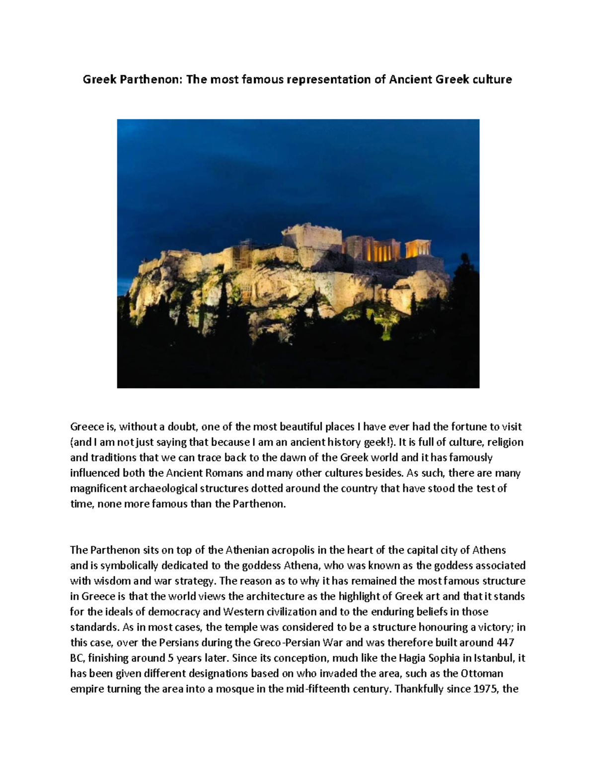 Parthenon Article - Greek Parthenon: The most famous representation of ...