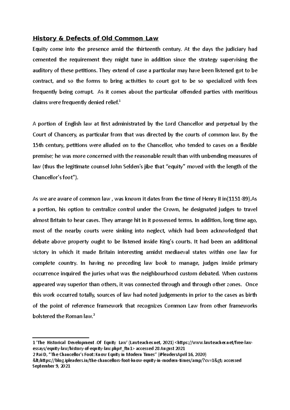 History-Defects of Old Common Law - History & Defects of Old Common Law ...