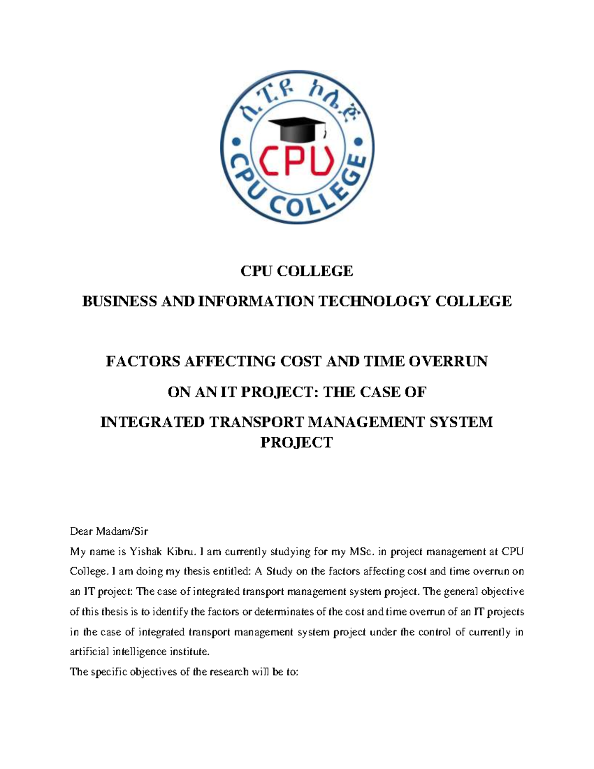 Questions - CPU COLLEGE BUSINESS AND INFORMATION TECHNOLOGY COLLEGE ...