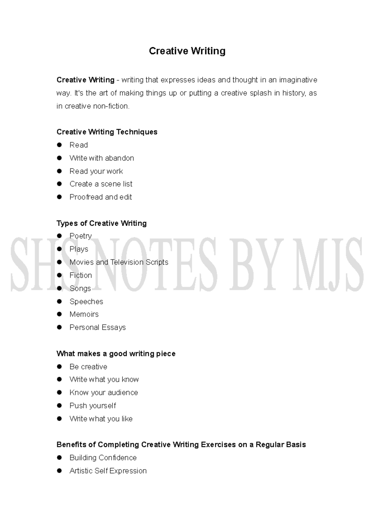 Creative Writing - Creative Writing Creative Writing - writing that ...