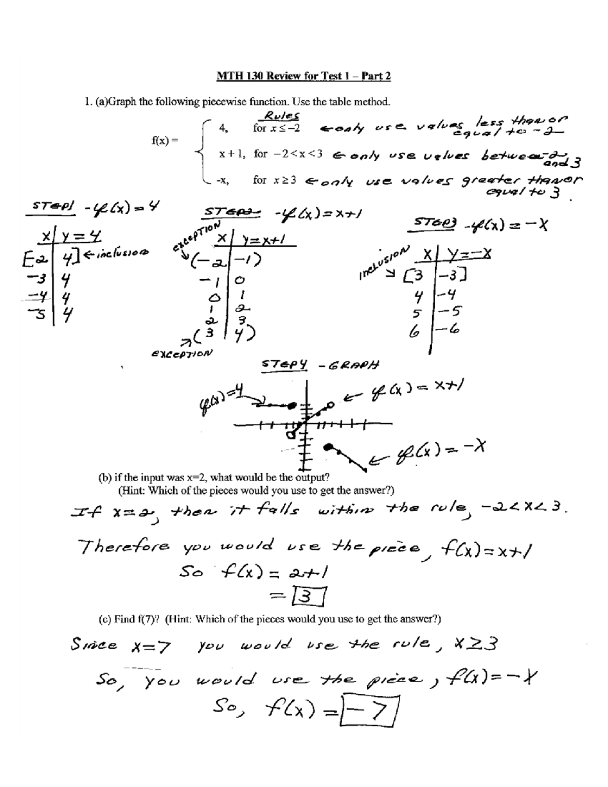 MTH 130 Solutions for Review for Test 1 - Part 2 - MTH 130 - Studocu