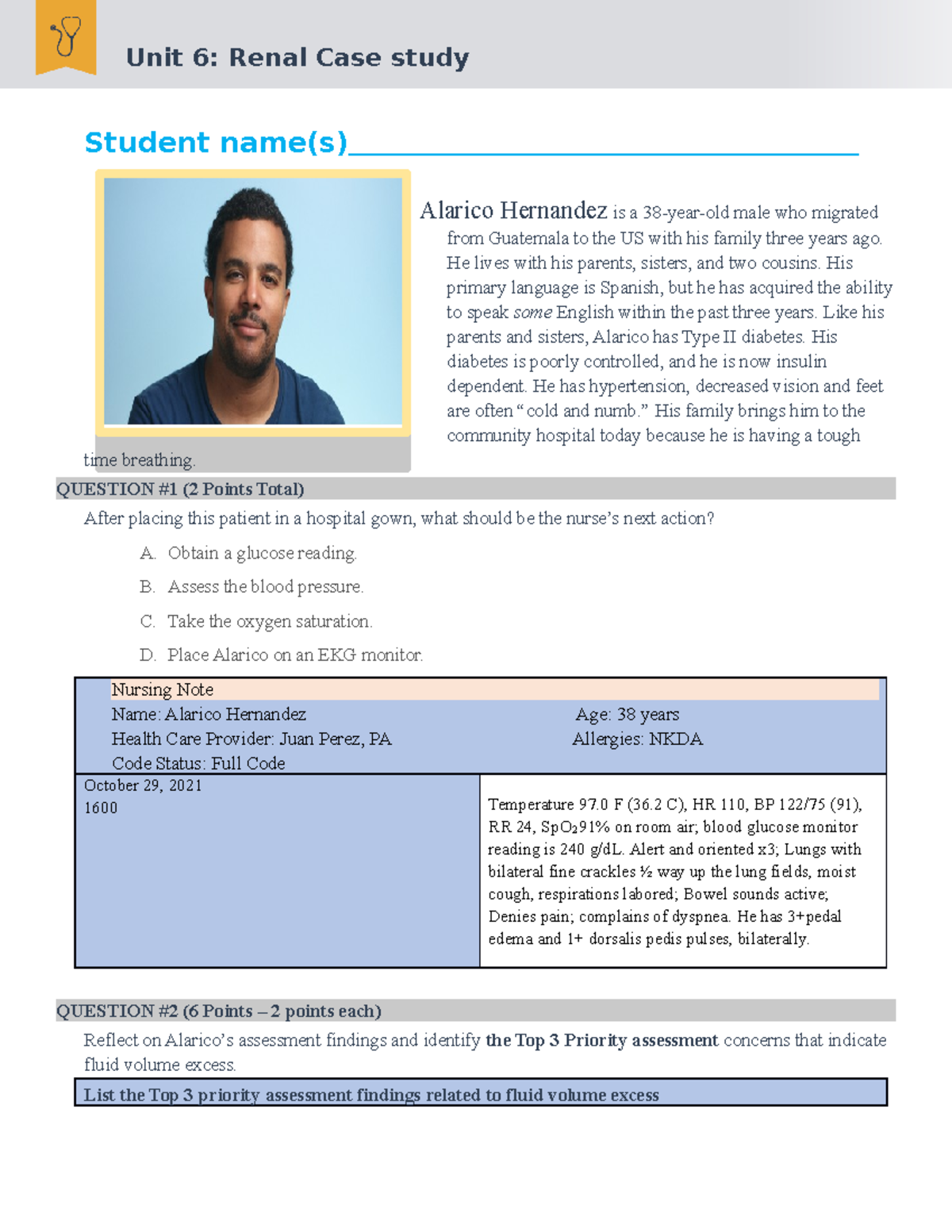 FA21 Renal Case Study - Student name(s ...