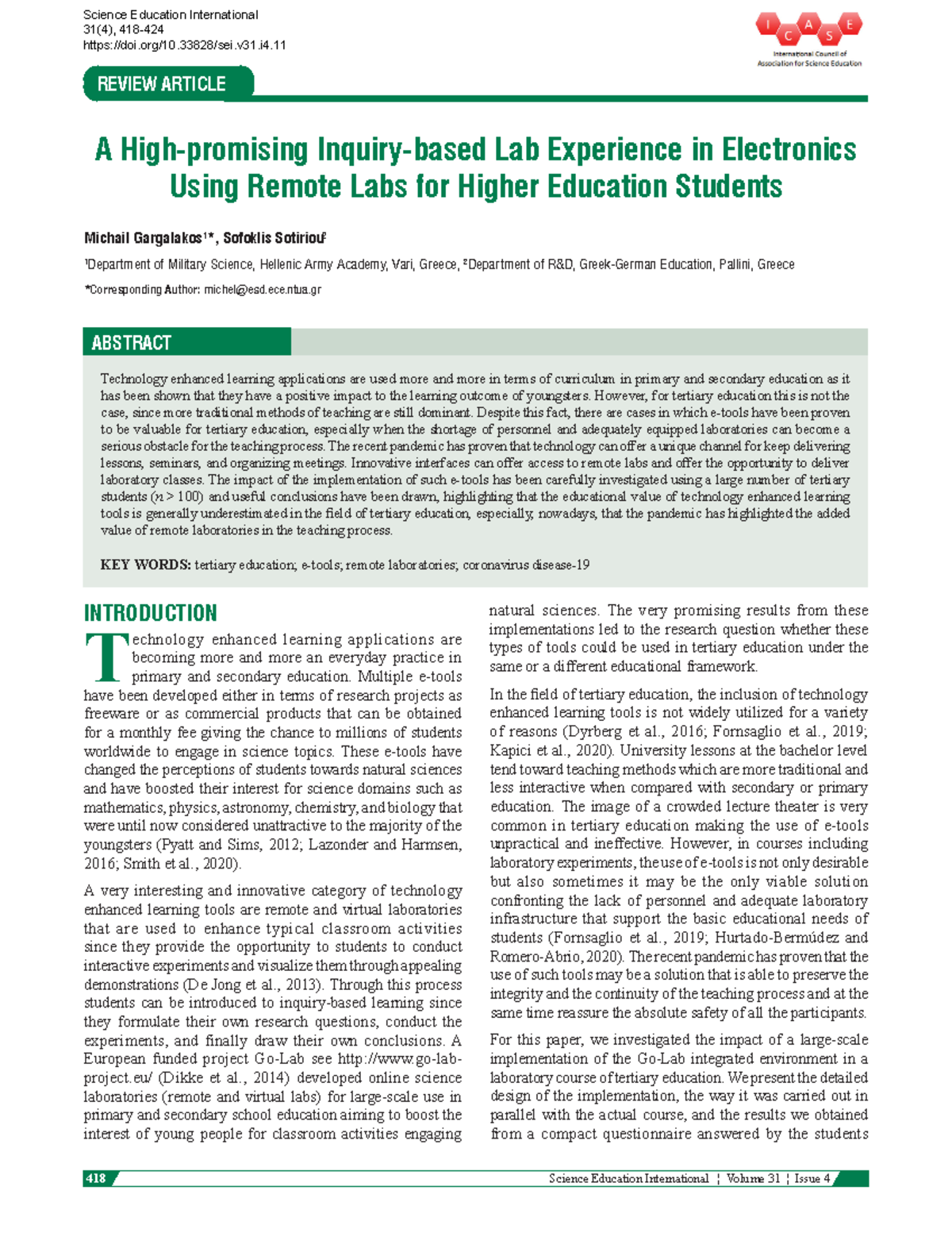 A High-promising Inquiry-based Lab Experience in Electronics - ABSTRACT ...