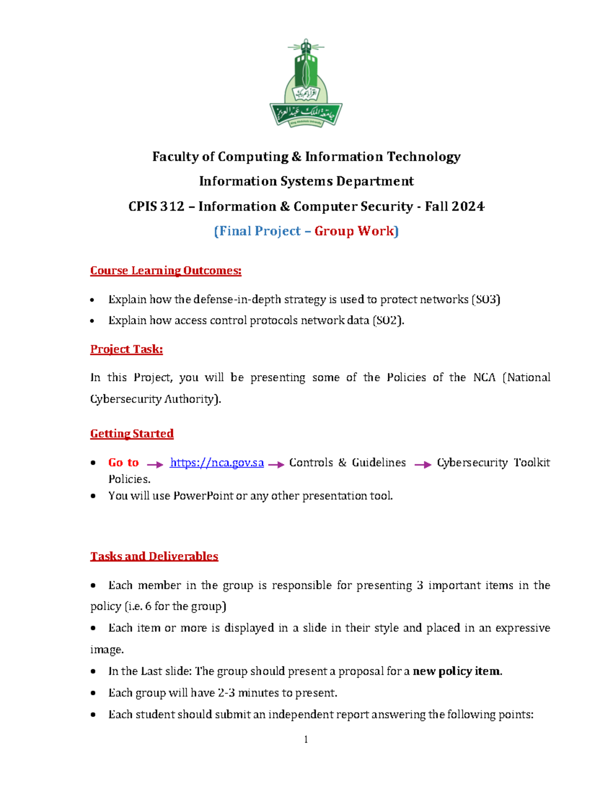 CPIS312 Final Project - Faculty of Computing & Information Technology ...