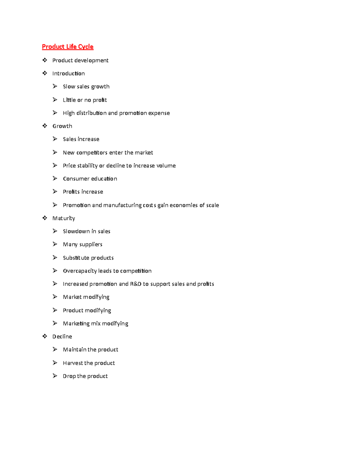 Marketing Quiz 2 Review Sheet - Product Life Cycle Product development ...