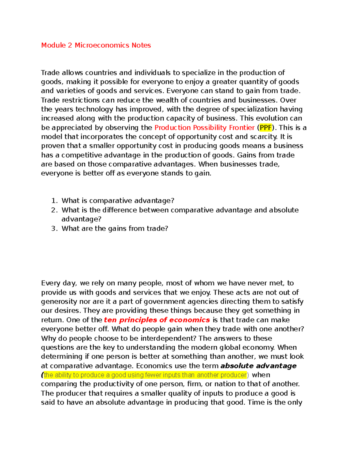 Module 2 Microeconomics Notes - Module 2 Microeconomics Notes Trade ...