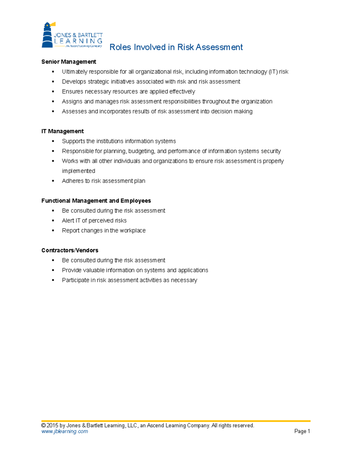 5 risk ts riskassessroles - Roles Involved in Risk Assessment Senior ...