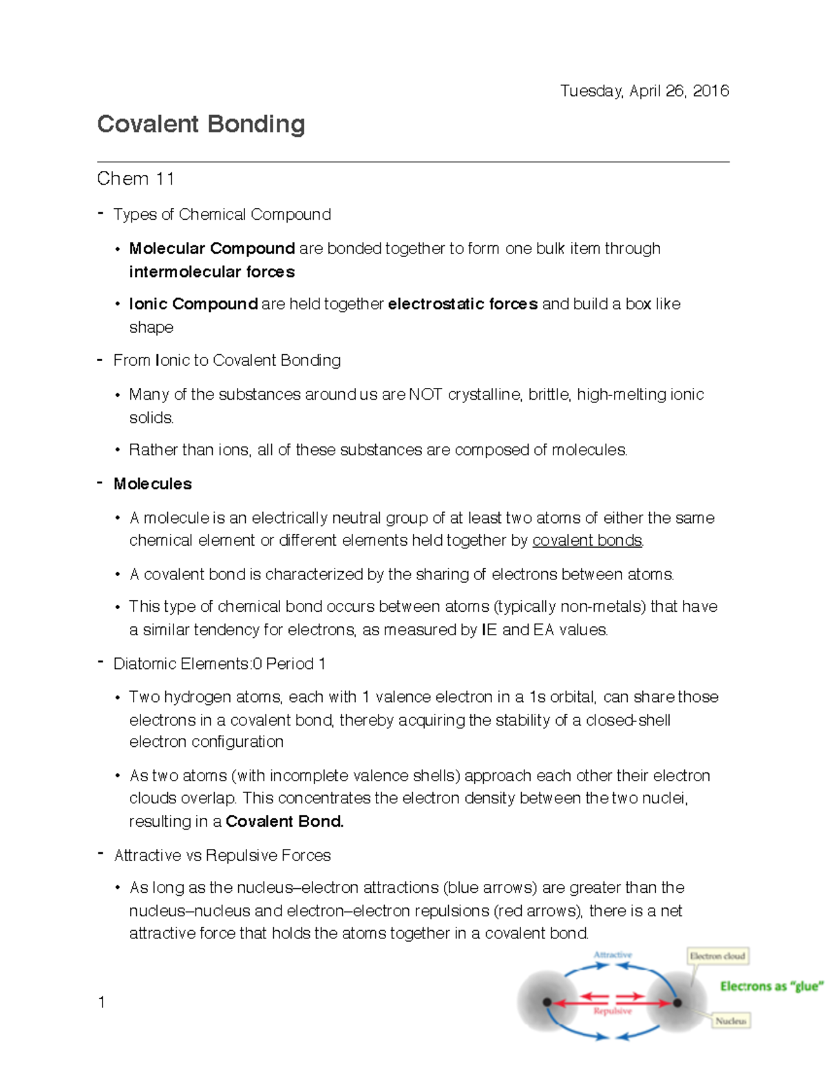 Covalent Bonding - Tuesday, April 26, 2016 Covalent Bonding Chem 11 ...