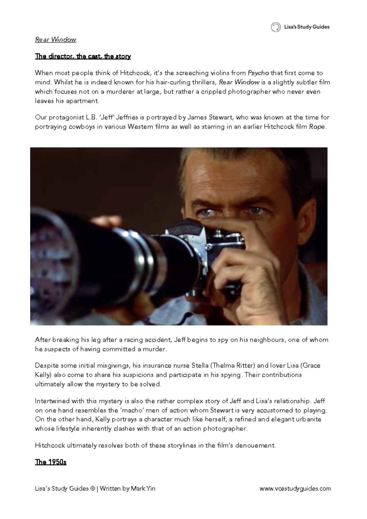 Rear window - Rear Window The director, the cast, the story When most ...